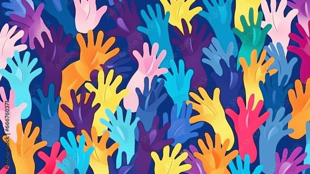 colorful hands background as symbol for teamwork Stock Illustration ...