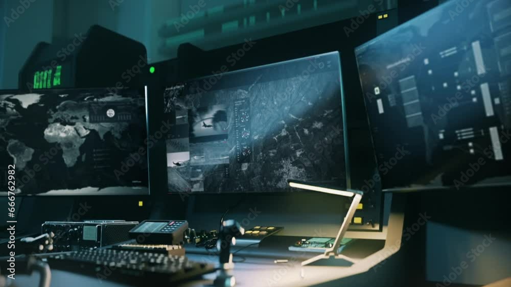 Scanning the world map looking for the terrorist headquarters. Scanning ...