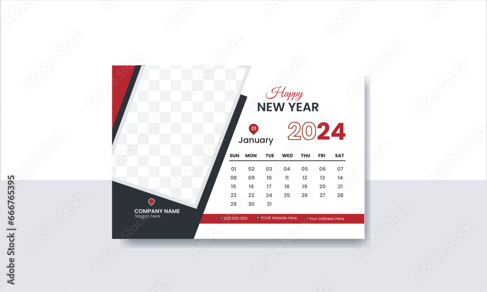 Desk Calendar 2024 template - 12 months included - A4 Size. and wall ...