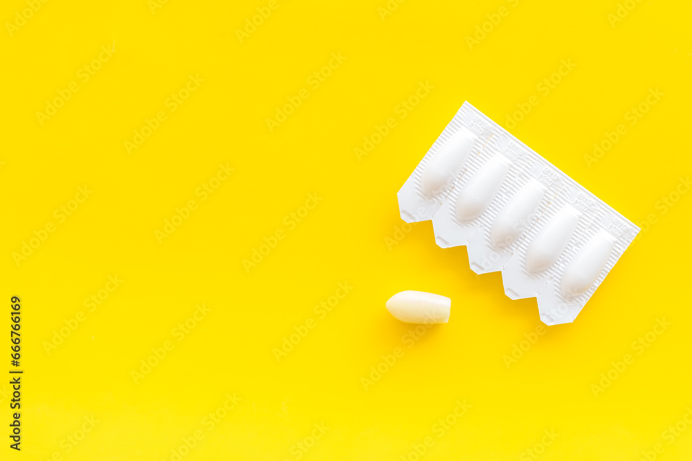 Pharmacy concept. Rectal suppositories in white blister, top view Stock ...
