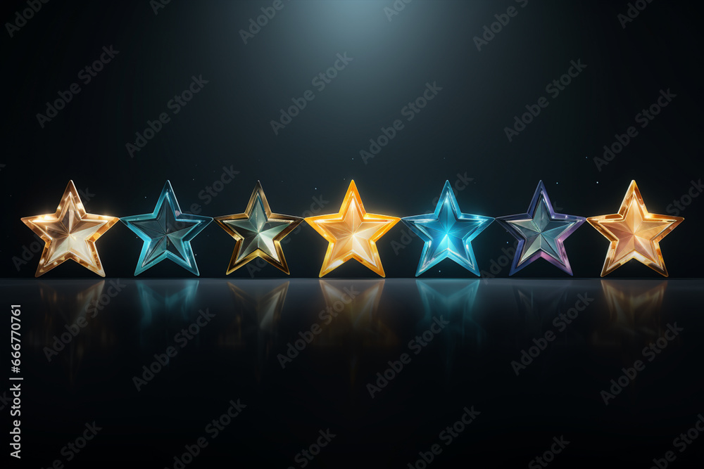 Colorful Stars, Multi color stars in a dark color copy space background ...