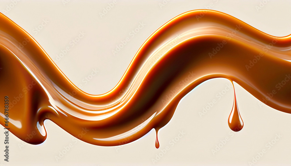 Delicious melted caramel texture. Flow, wave and drops splash caramels ...