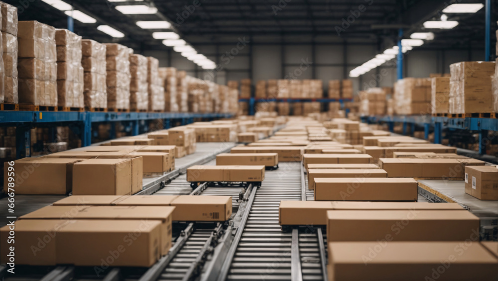 A logistics company's industrial warehouse uses large-scale conveyors ...