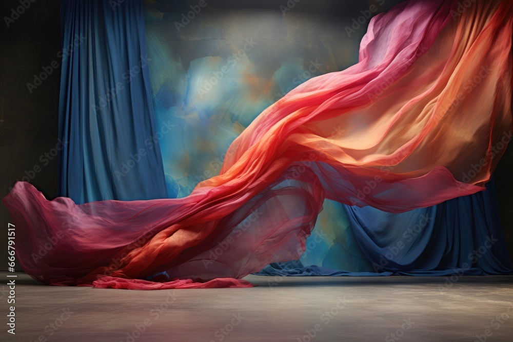 Abstract piece of fabric flying on studio background Stock Photo ...
