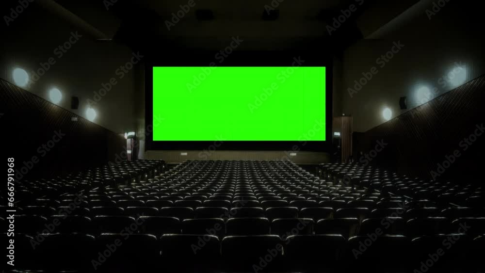 Cinema Green Screen Projection Film Texture Zoom In Empty Theater Seats ...