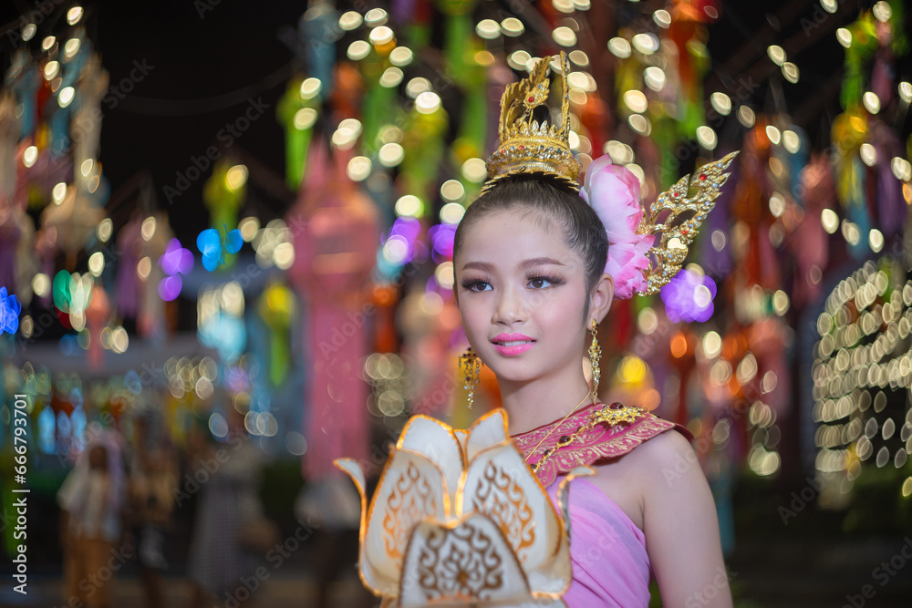 Lantern Festival or Yi Peng Festival in Hundred Thousand Lantern with ...