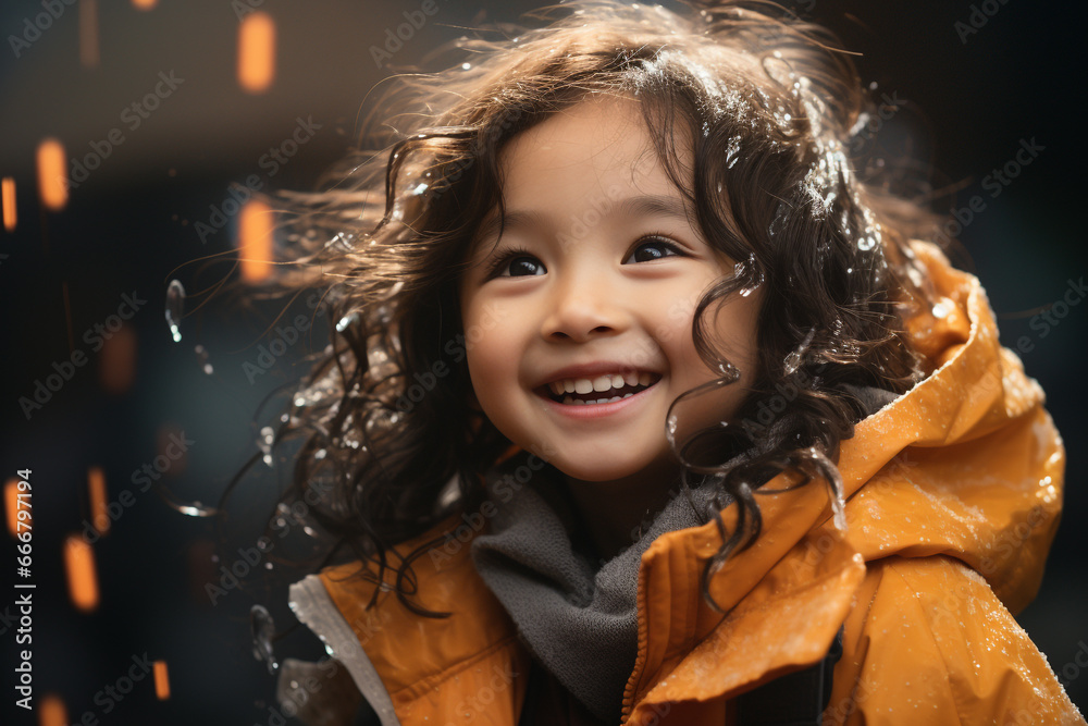 Asian Japanese, Chinese, Korean, Thai, Indonesian child smile loohing ...