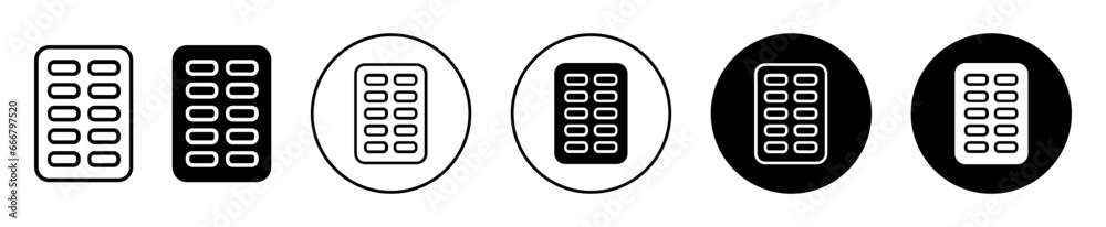 Blister drug pack icon. medicament product packaging blister package to ...