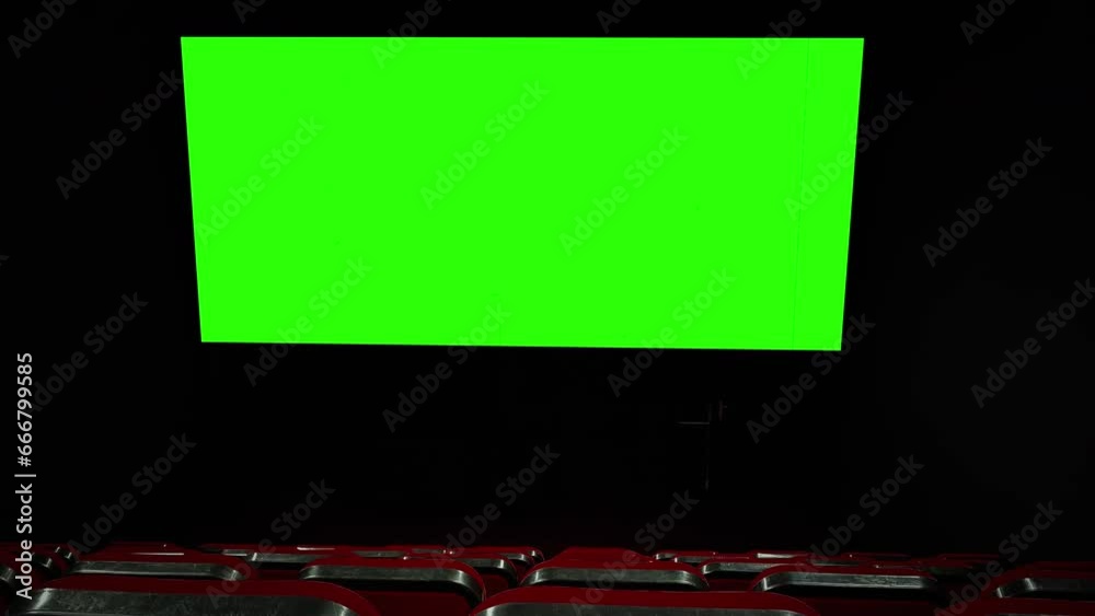 Empty Movie Theater Green Screen Projection Film Texture Zoom In Cinema ...