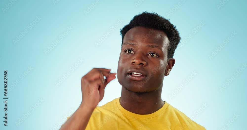 Thinking, ideas and black man with solution, planning and questions on ...