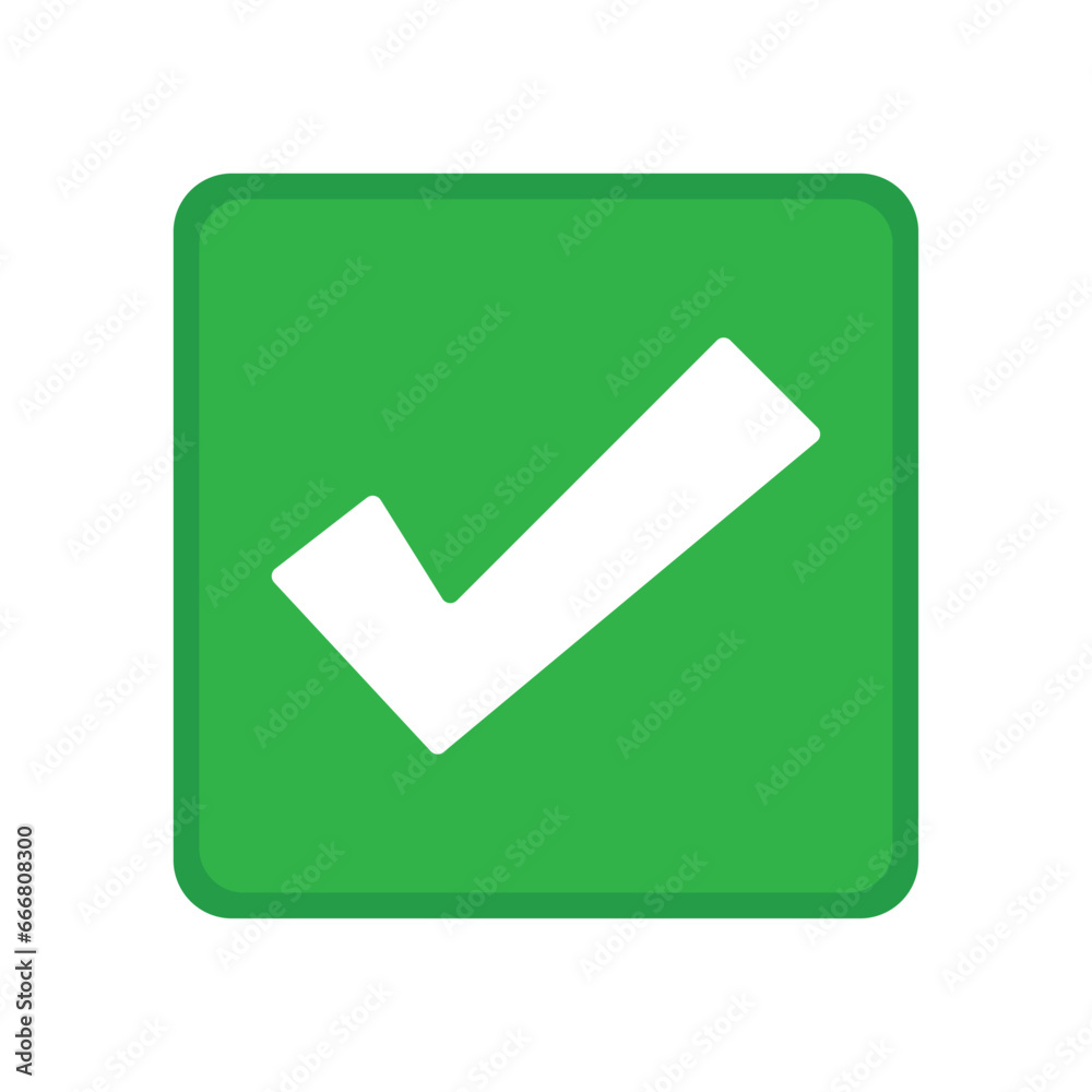 Green positive vote button with checkmark accept complete task badge ...