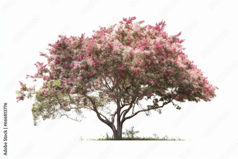 White background with crape myrtle tree. Generative AI Stock ...