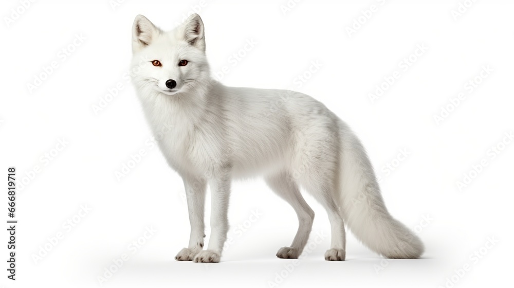 Arctic white fox in white background. AI generated image Stock ...