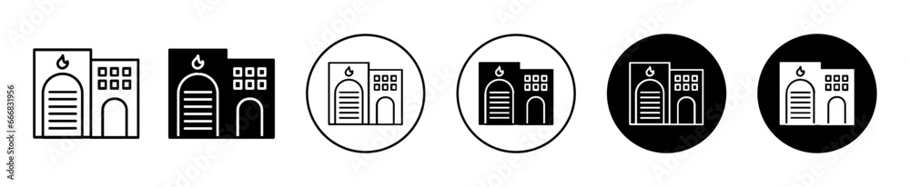 Fire station building icon vector. Firefighting department office ...