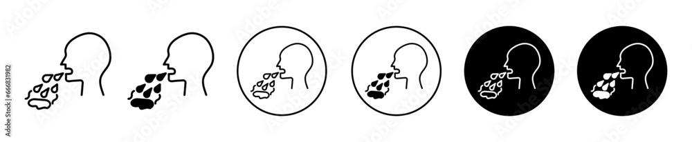 Vomiting man line icon. nausea or anorexia disease causing vomit symbol ...