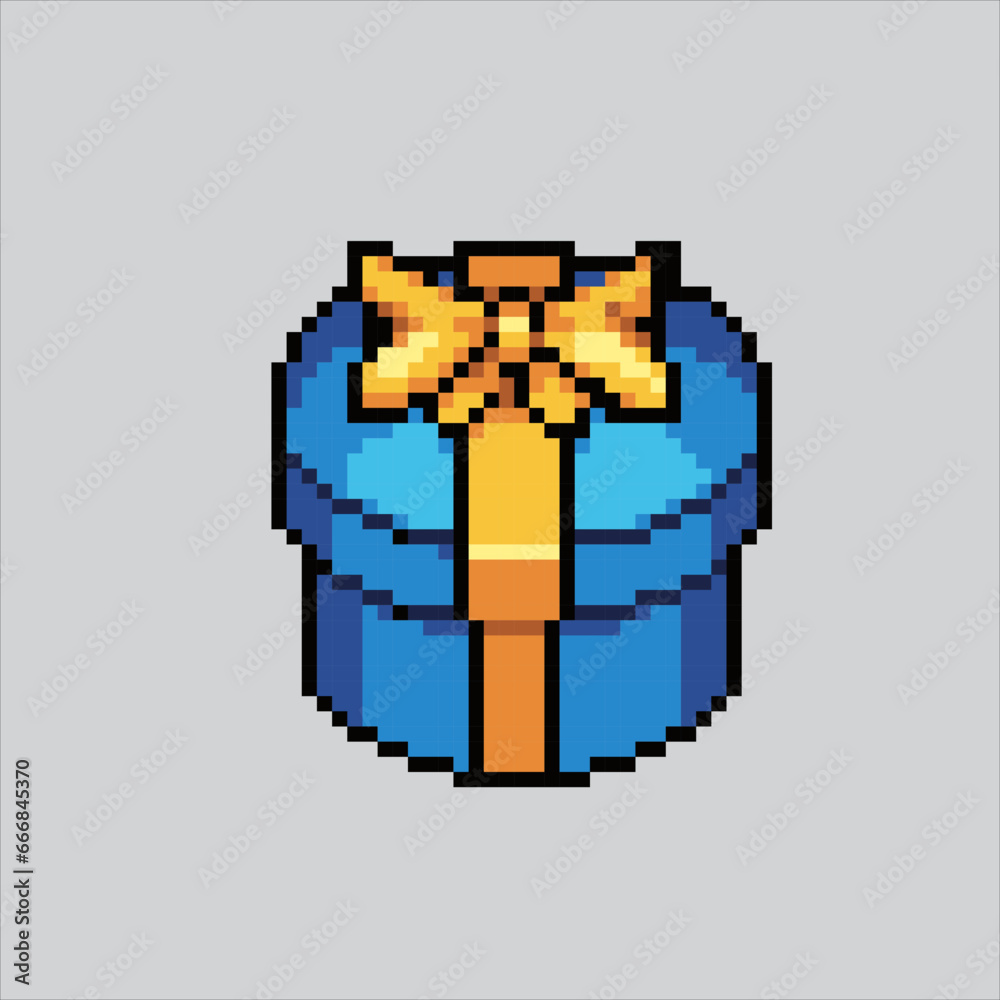 Pixel art illustration gift box. Pixelated Party gift. Birthday Party ...