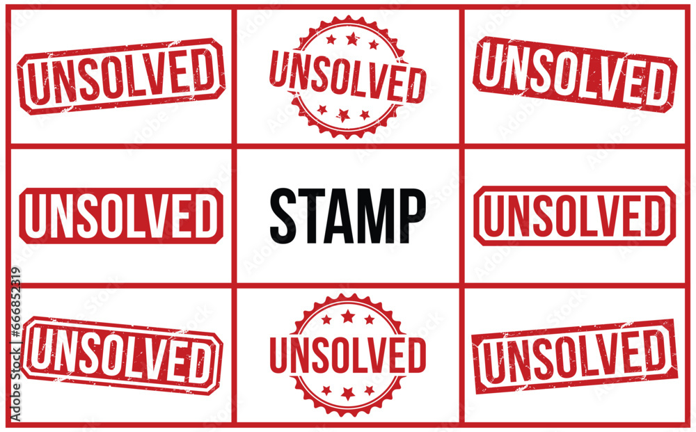 Unsolved stamp red rubber stamp on white background. Unsolved stamp ... Unsolved stamp red rubber stamp on white background. Unsolved stamp ...
