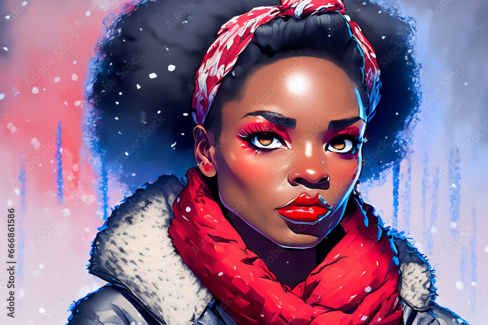 Winter girl in snow for social network design. Web header winter female ...