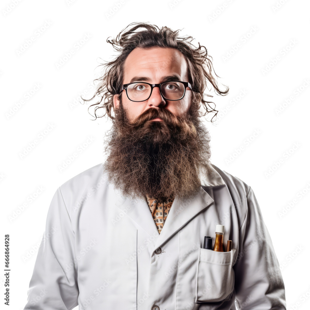 Portrait of a scientist In old age who are serious about work on ...