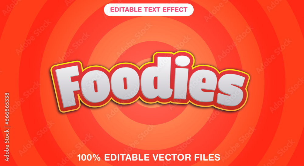 Foodies 3d vector text effect fully editable font and text Stock Vector ...