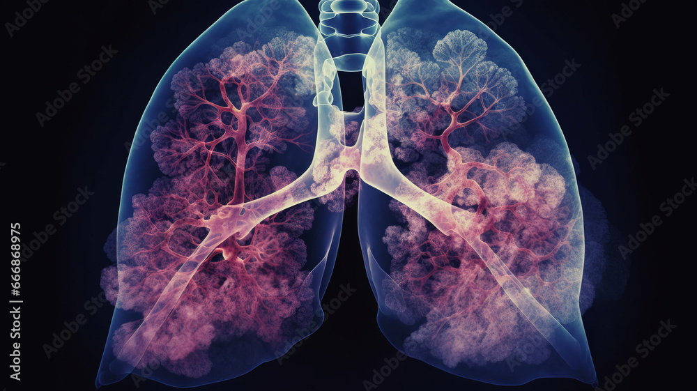 A male lung cancer biopsy respiratory system in x-ray. Stock ...