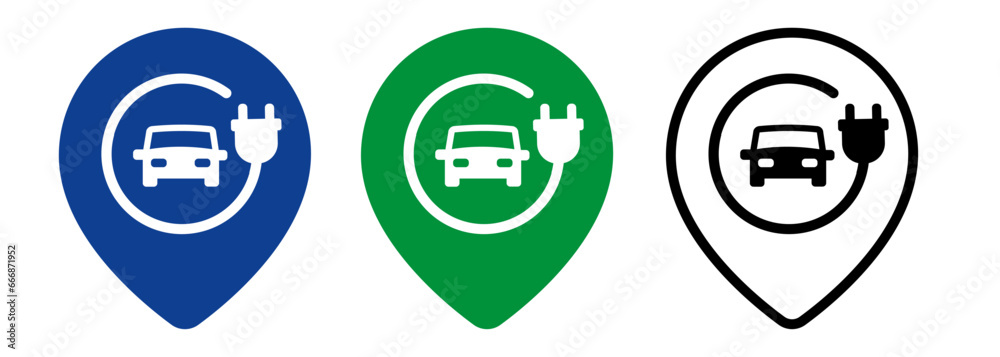Car charging station location map pointer electric vehicle EV charger ...
