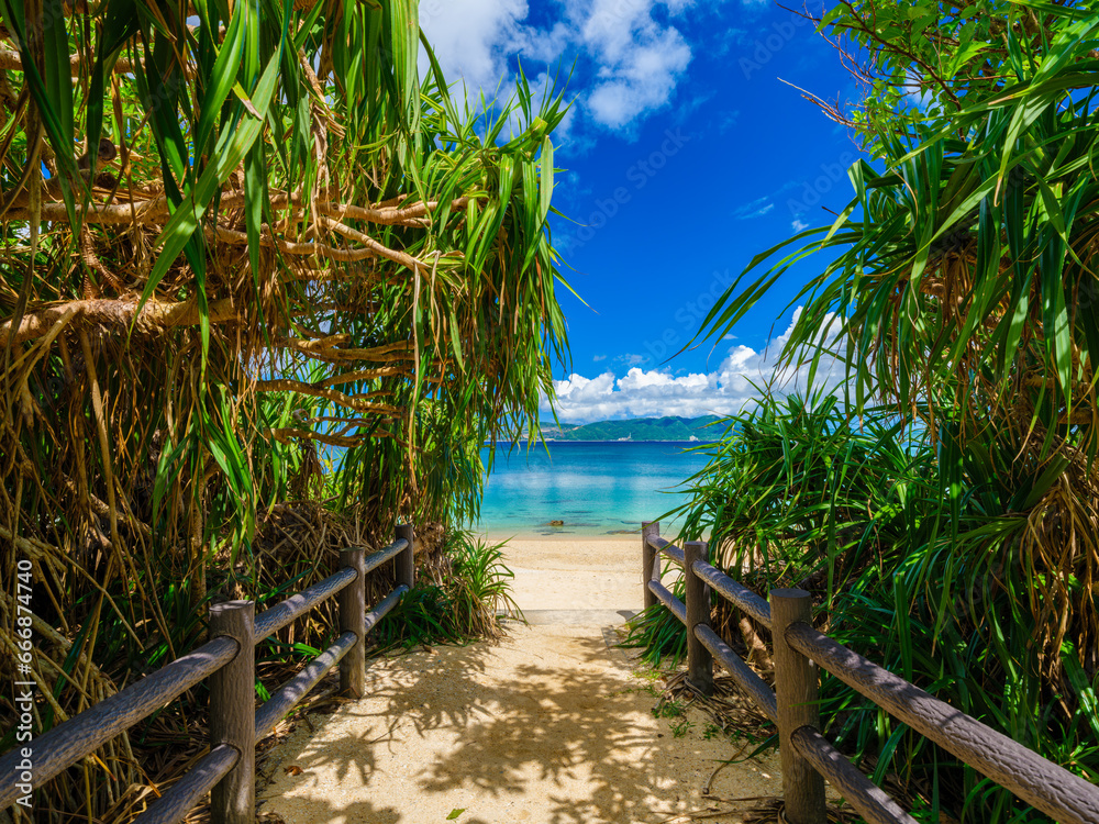 Beautiful view of tropical blue sea or ocean by the white beach and ...