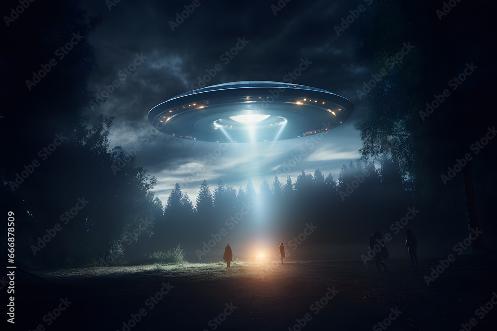 Alien Abduction. A Dramatic Scene Depicting an Alien Ship's Beam of ...