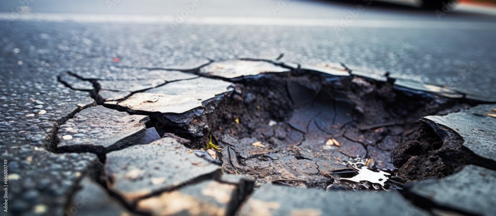 Pothole image symbolizes road maintenance and car insurance risk Stock ...