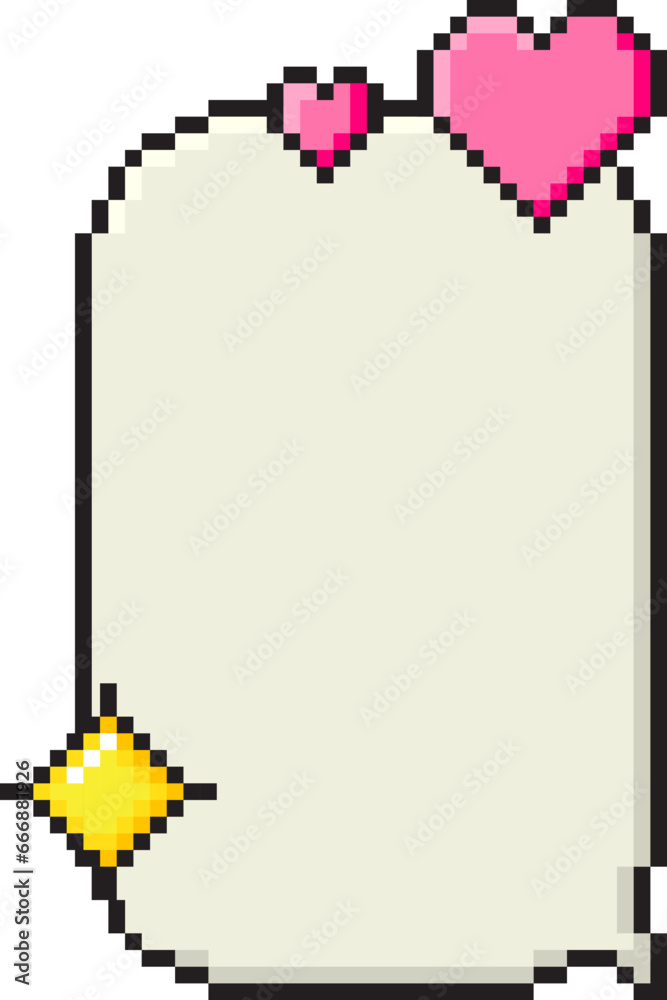 Pixel art dialogue box with heart and star. Speech bubbles in the mood ...