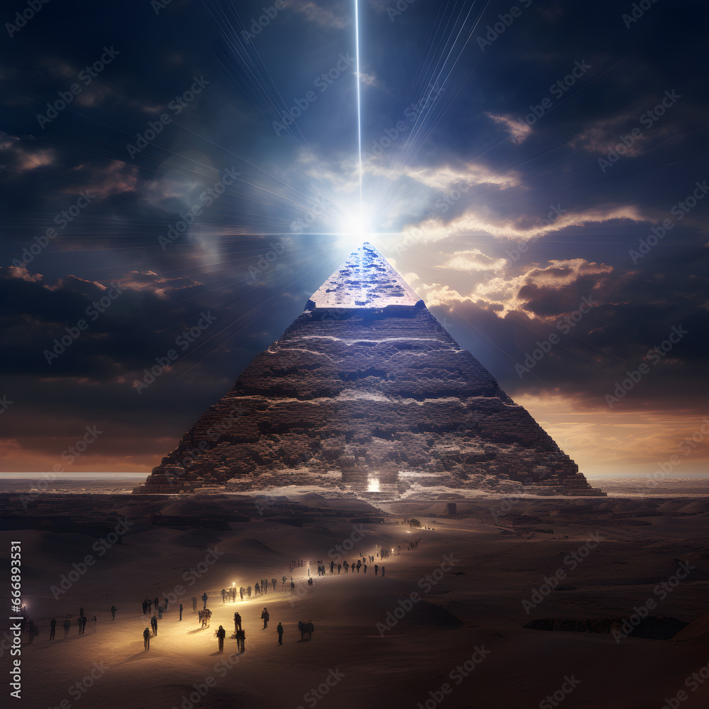 Beam of light emitting from a pyramid in Egypt Stock Photo | Adobe Stock