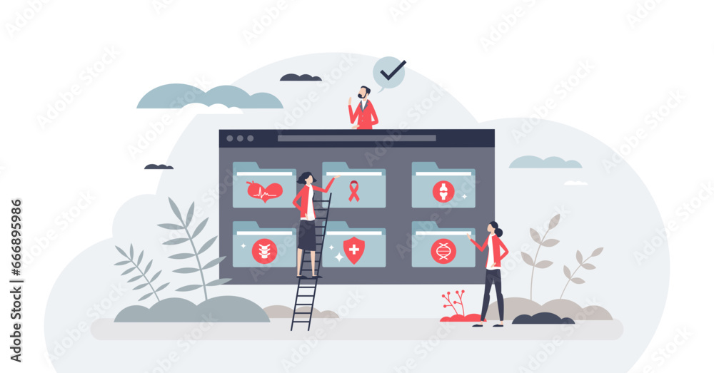 Electronic health records or EHR and hospital database tiny person ...