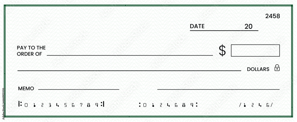 Blank bank check, checkbook cheque template or money payment paper ...