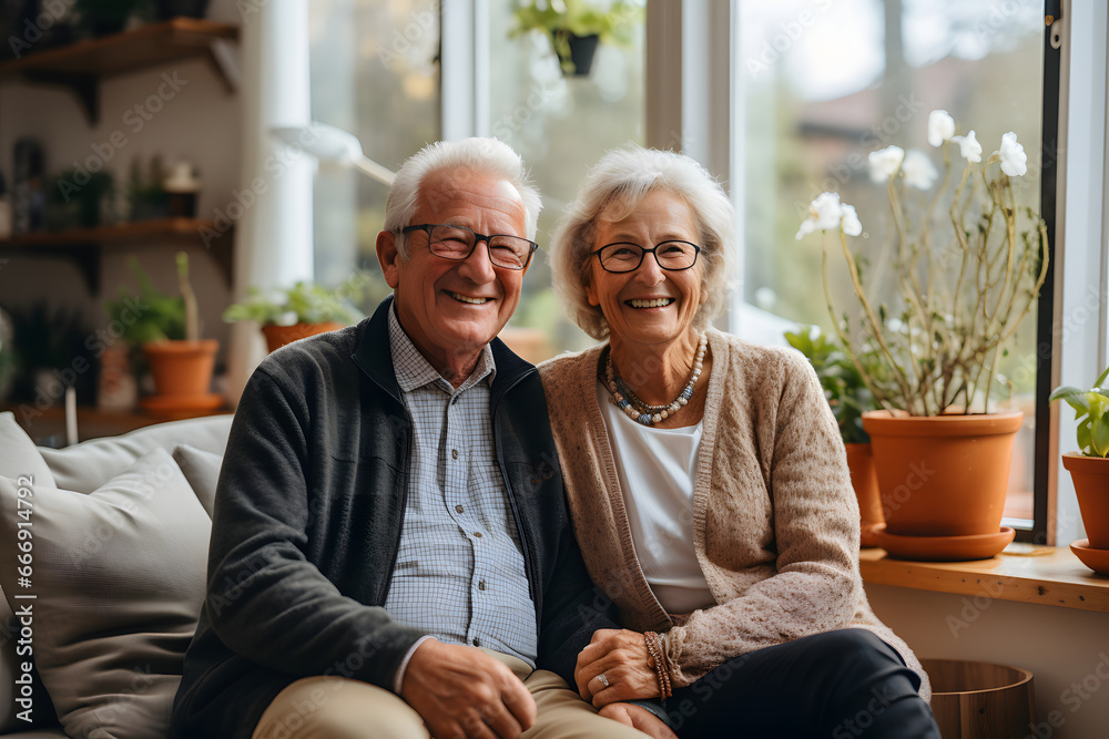 Elderly couple in love. Senior husband and wife hugging and bonding ...