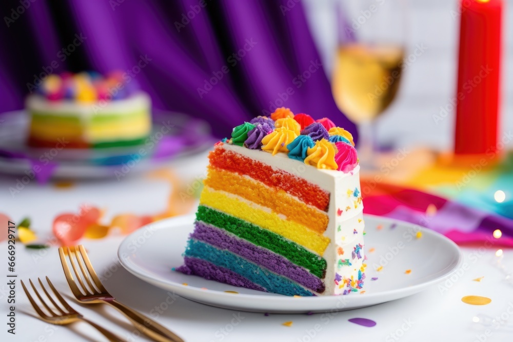 an lgbtq+ flag-themed birthday cake with rainbow toppings Stock Photo ...