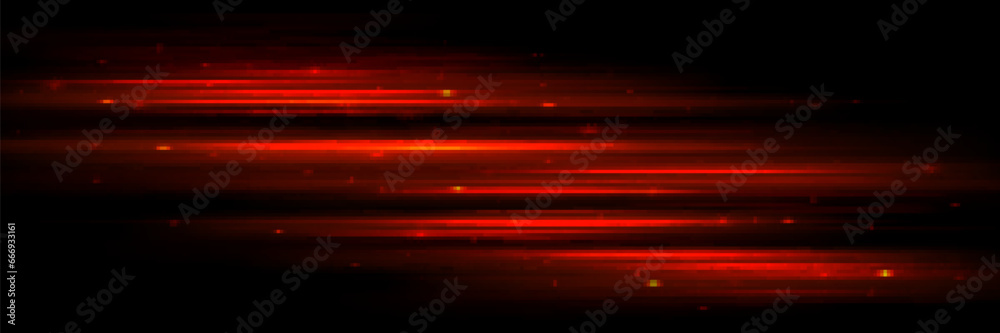 Red light effect of fast speed motion on black background. Vector ...