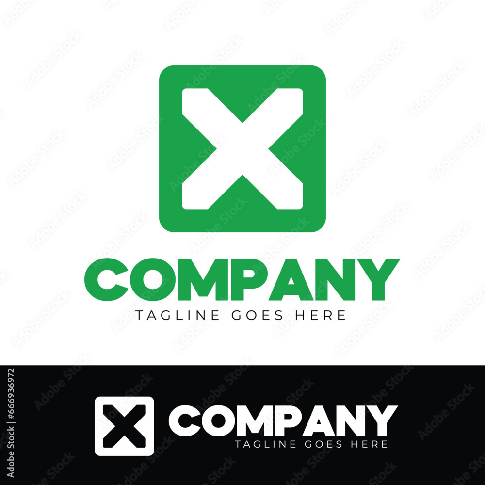 Simple Initial Letter X Logo isolated on Double Background. Business ...