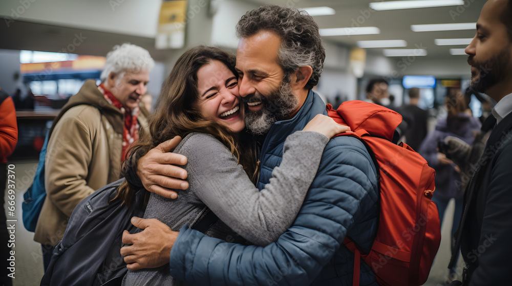 Heartwarming reuining of family at an airport with tears of joy and ...