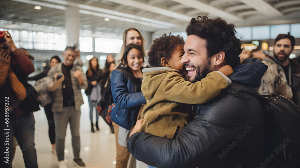 Heartwarming reuining of family at an airport with tears of joy and ...