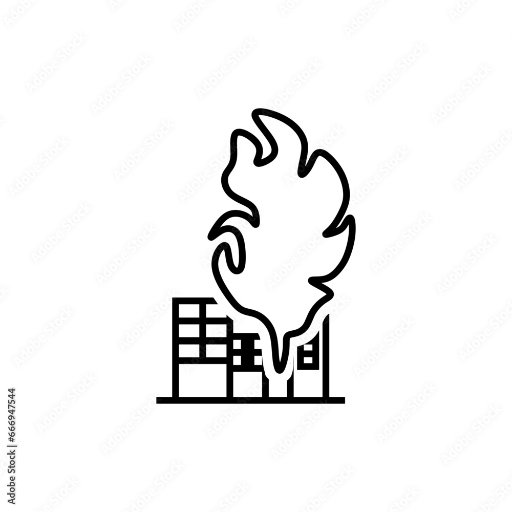 Burned building in war, outline icon. War design element template ...