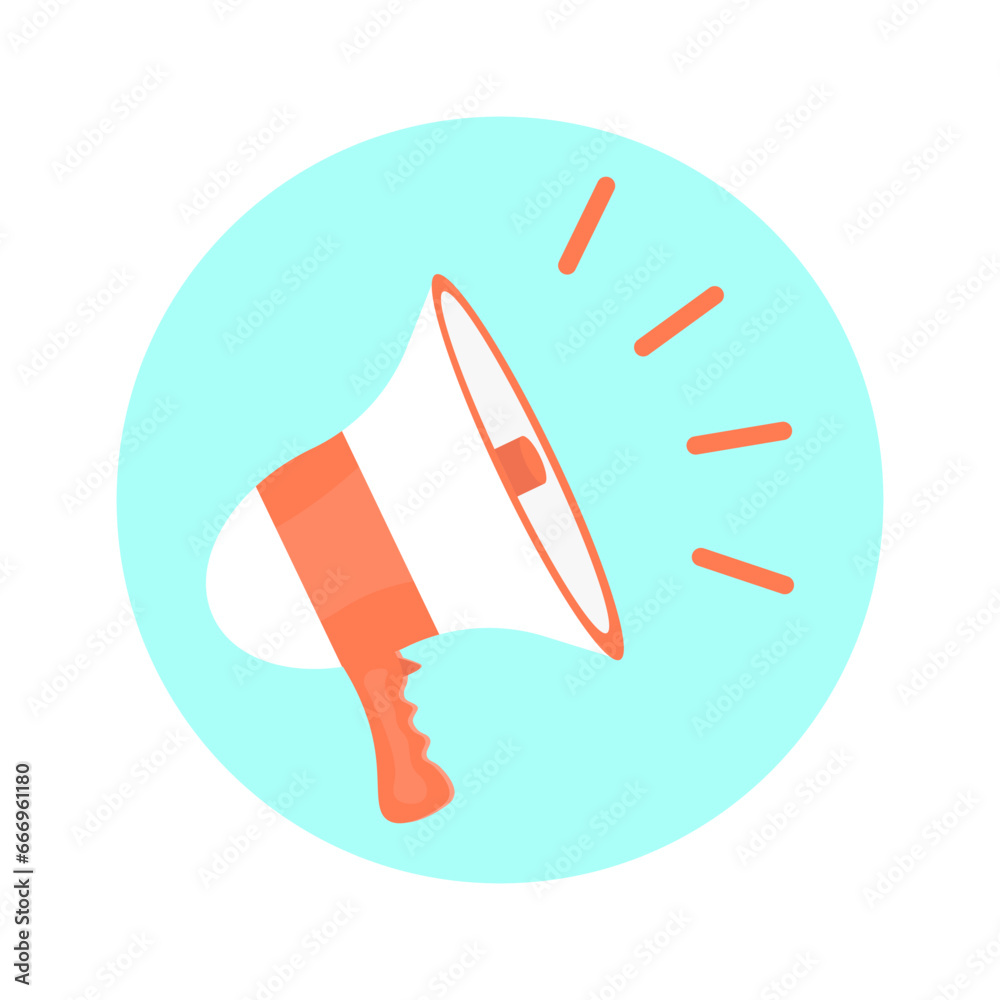 red and blue horn on a white isolated background, cartoon style, alerts ...