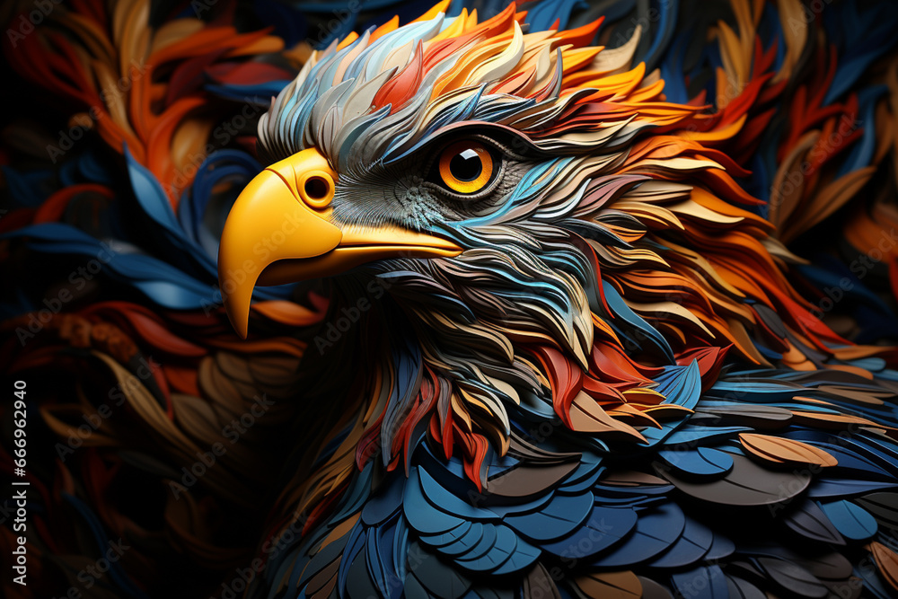 A complex, multi-layered pattern of interlocking shapes that resembles ...