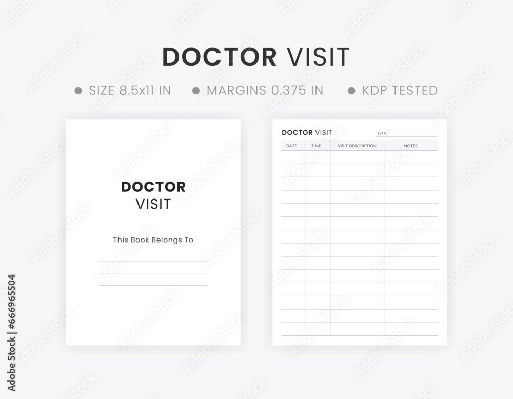 Doctor Visit Tracker Note Template, Printable Doctor Visitation Log ...