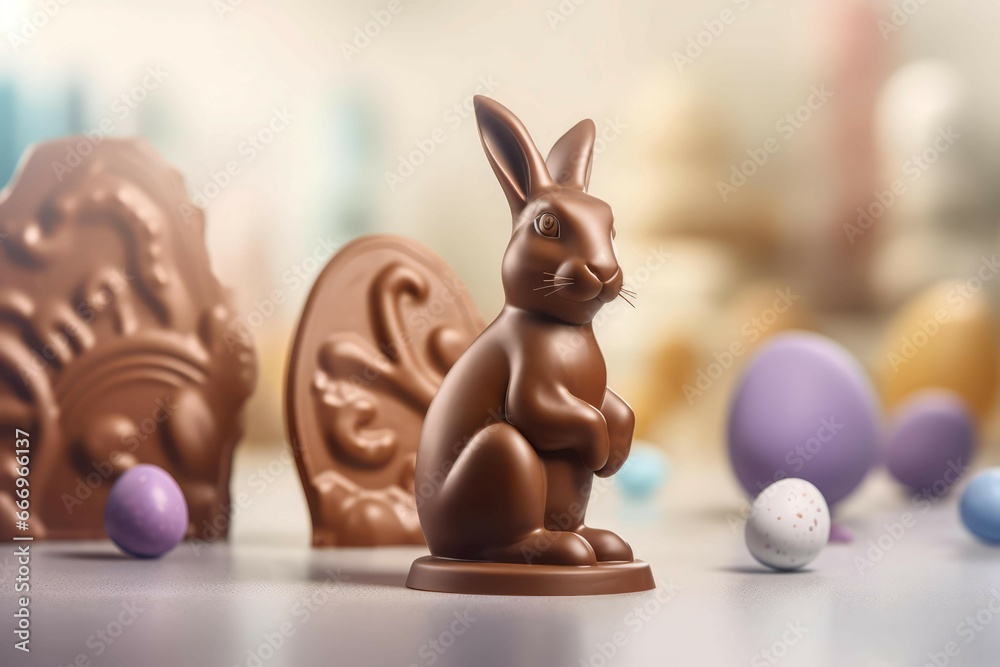 Easter milk chocolate bunny. Cocoa rabbit shape for Easter celebration ...