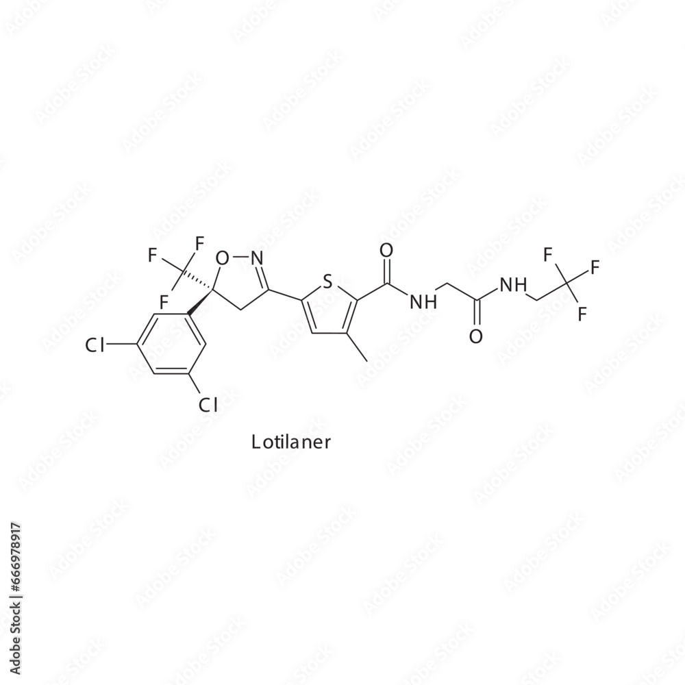 Lotilaner flat skeletal molecular structure Ectoparasiticide drug used ...