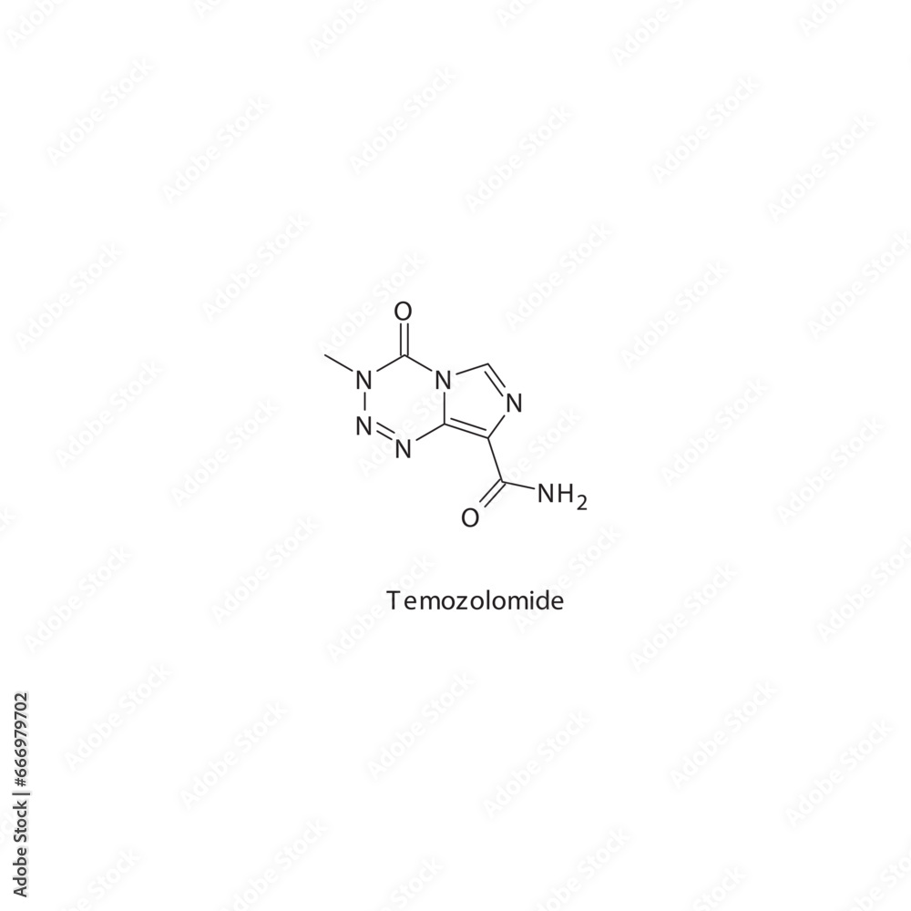 Temozolomide flat skeletal molecular structure DNA Replication ...