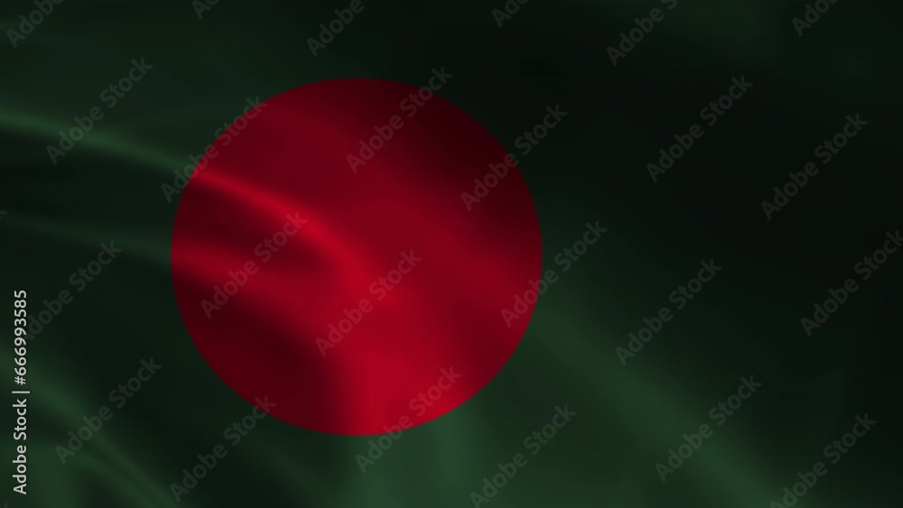 Bangladesh flag waving in wind animation. close up view of Bangladeshi ...