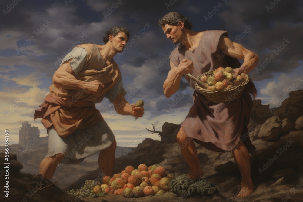 Cain and Abel's offerings to God. - biblical story Stock Photo | Adobe ...
