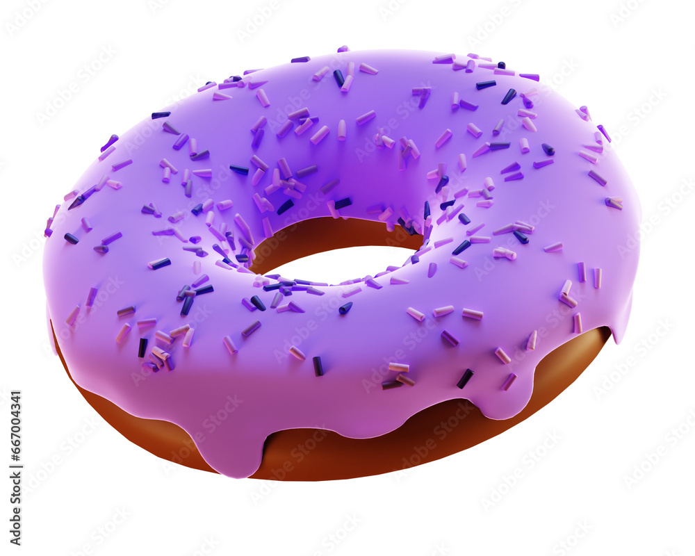 Lavender violet cool 3d donut on transparent background. Realistic ...