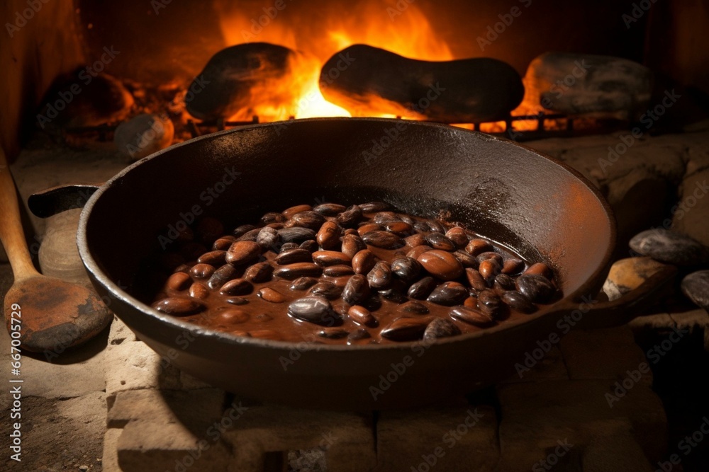 A traditional food made from fermented and roasted cocoa beans, melted ...